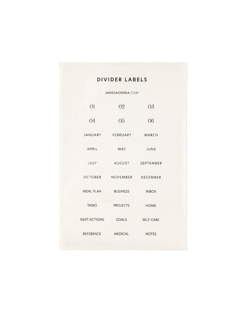 Planner Divider Labels | Clear Labels | Jane's Agenda®