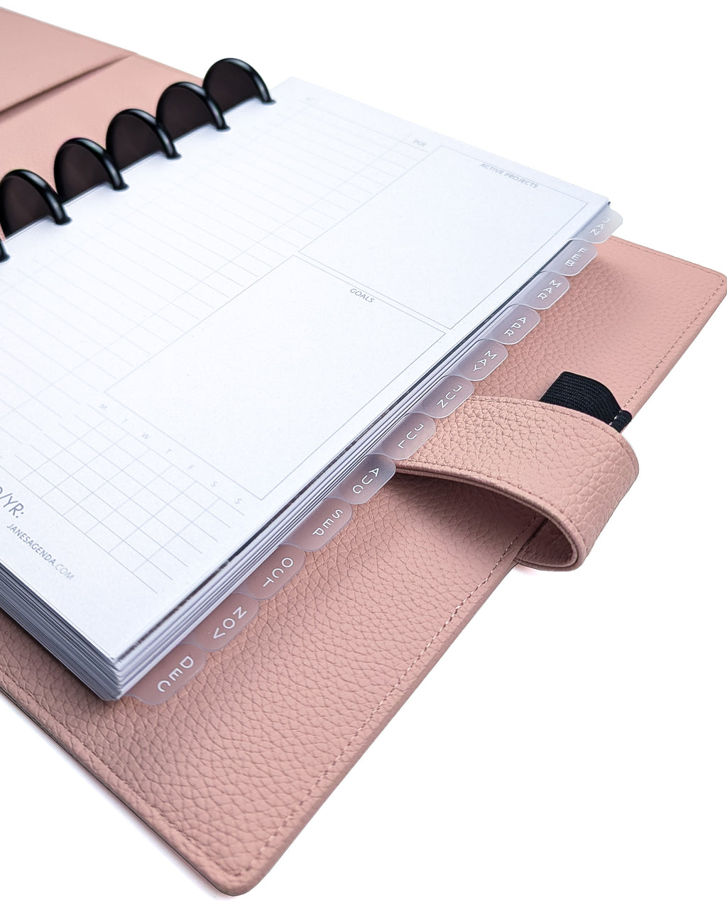 Tabbed Planner Dividers | Frosted Plastic | White Ink | Jane's Agenda®