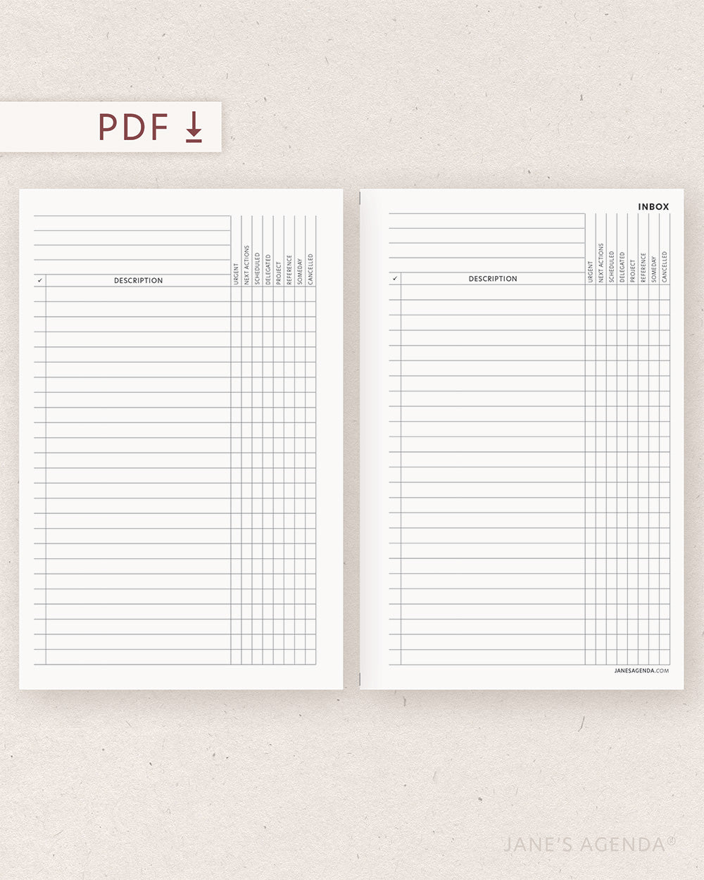 Inbox Planner Insert | Printable PDF | Jane's Agenda®