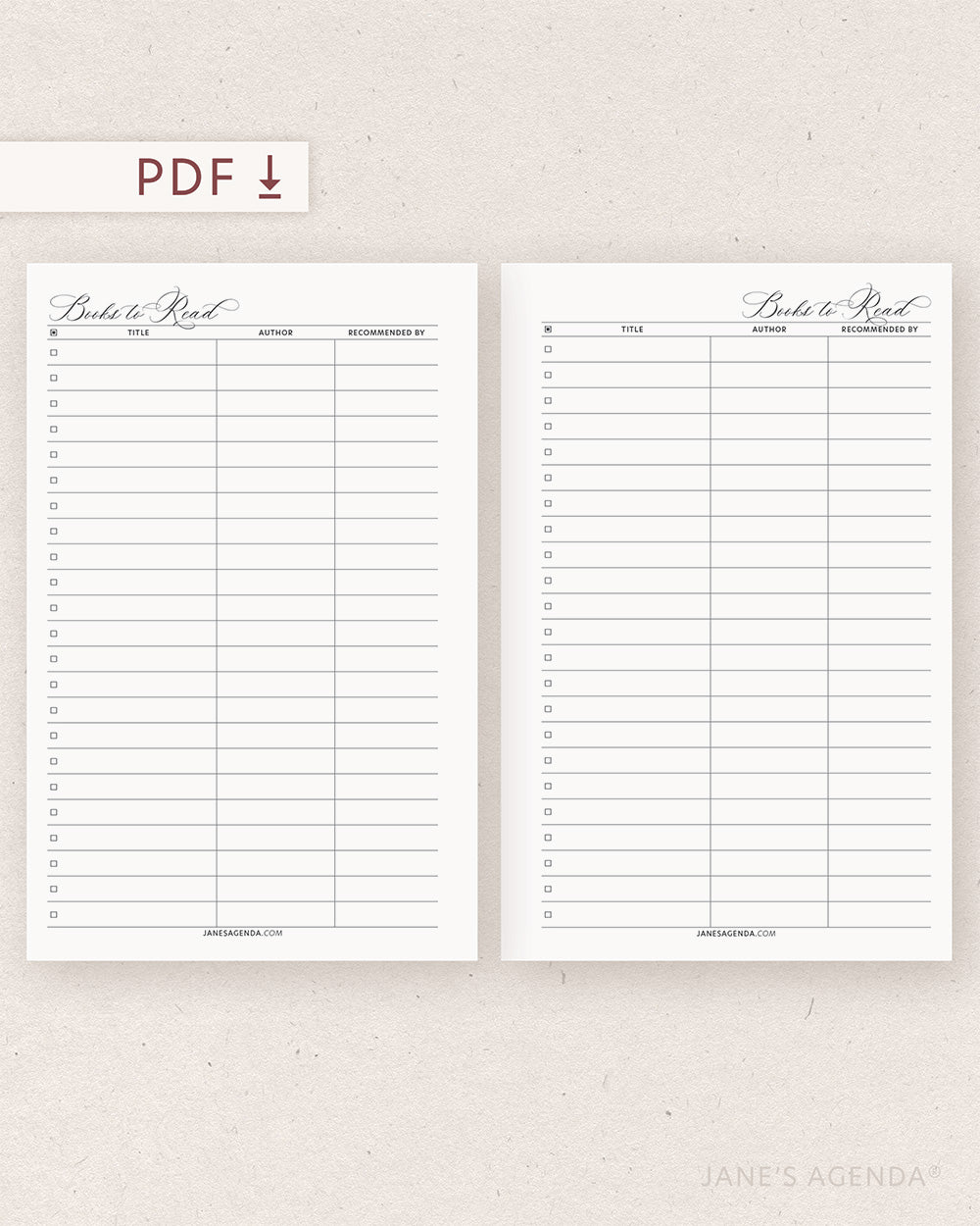 PRINTABLE: Reading Planner Inserts | Jane's Agenda®